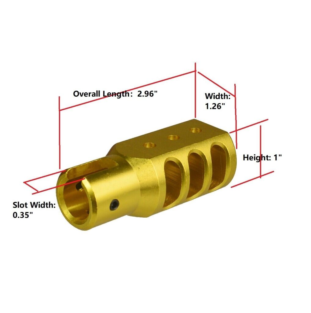 DB TAC Tanker Style Muzzle Brake Triangular Baffles Aluminum Gold Color ...